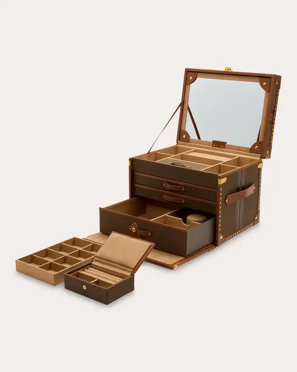Wolf Ida Trunk Canvas Jewelry Box - Brown