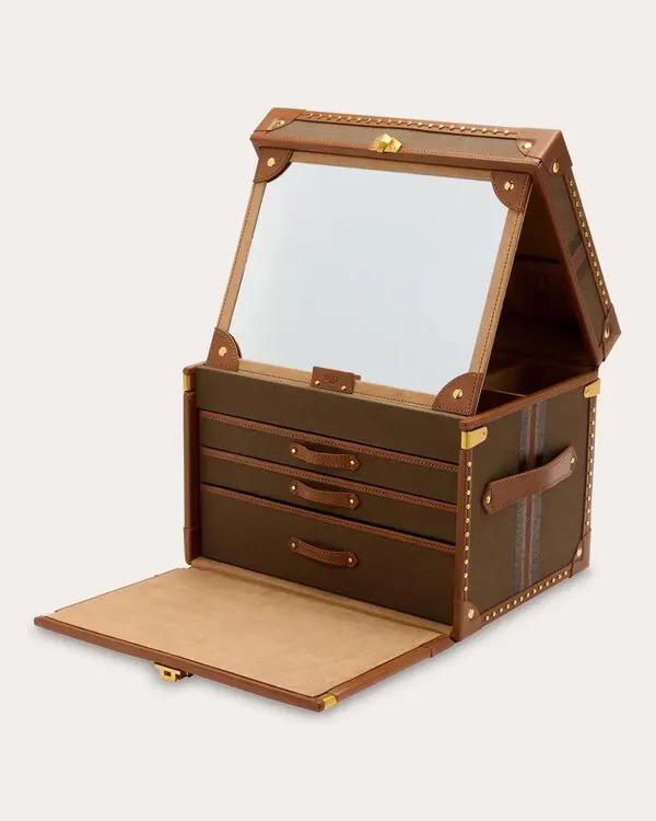 Wolf Ida Trunk Canvas Jewelry Box - Brown