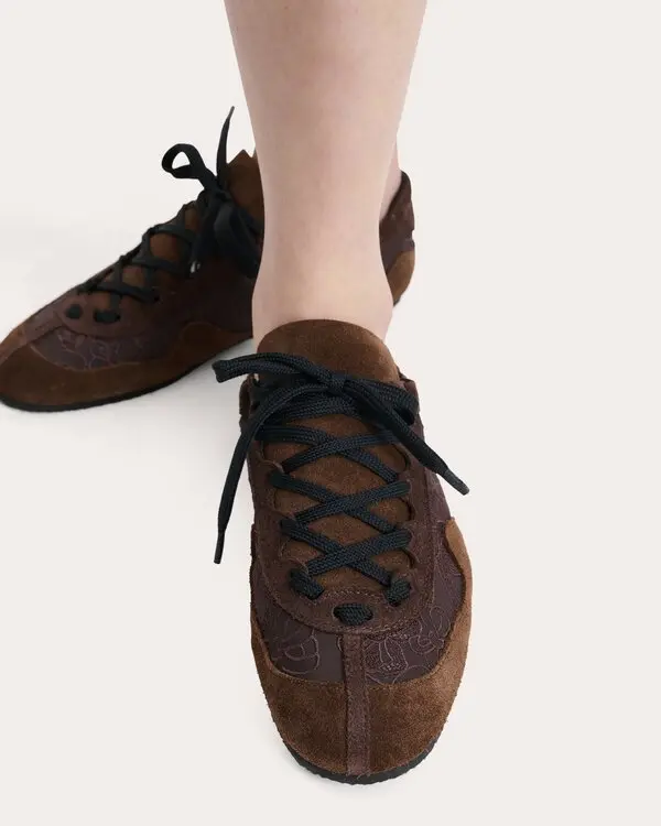 Cecilie Bahnsen Blaise Embroidered Bow Suede Sneaker