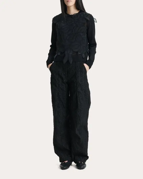 Cecilie Bahnsen Aya Sheer Organza Embroidered Bow Top