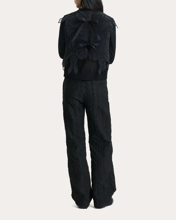 Cecilie Bahnsen Aya Sheer Organza Embroidered Bow Top