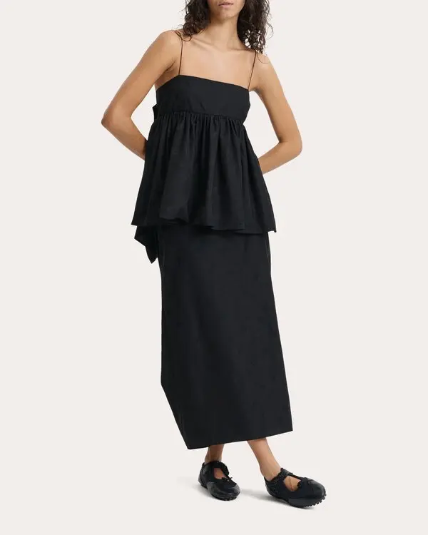 Cecilie Bahnsen Ditsy Bellis Jacquard Babydoll Top With Bow Detail - Black