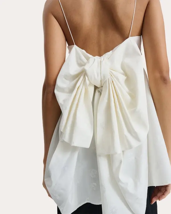 Cecilie Bahnsen Ditsy Bellis Jacquard Babydoll Top - White