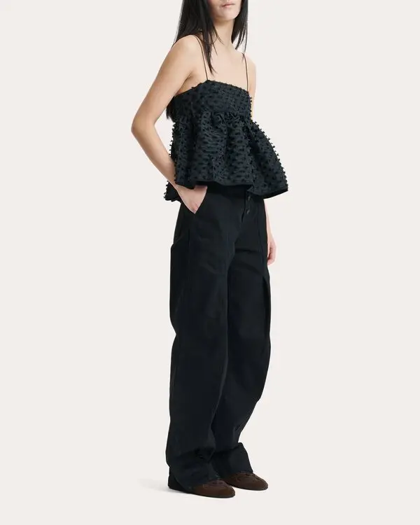 Cecilie Bahnsen Babette Fiamma Fil-coupé Peplum Top - Black