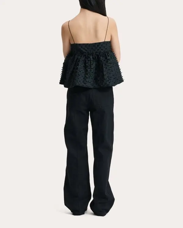 Cecilie Bahnsen Babette Fiamma Fil-coupé Peplum Top - Black