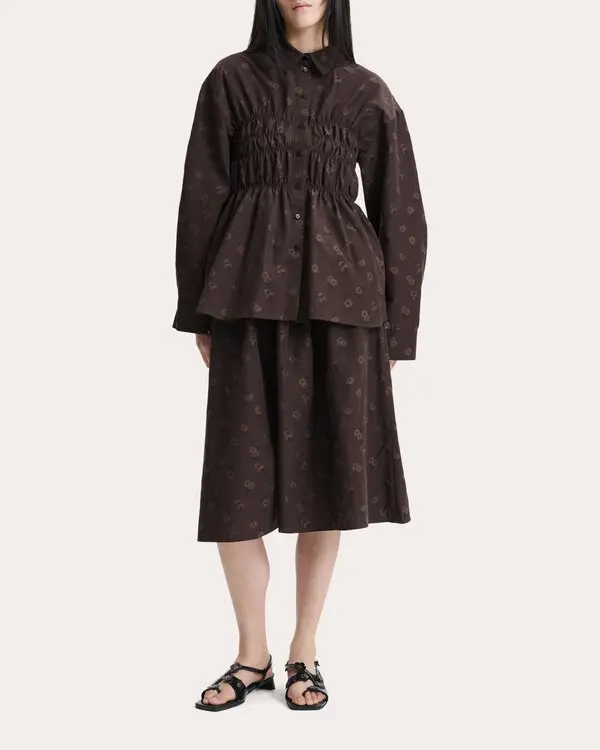 Cecilie Bahnsen Ditsy Bellis Jacquard Ruched Shirt