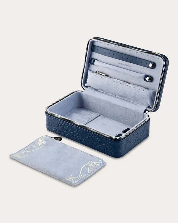 Wolf Liberty Medium Zip Embossed Jewelry Case