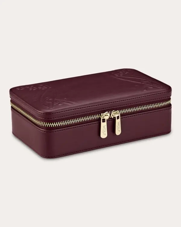 Wolf Liberty Medium Zip Embossed Jewelry Case