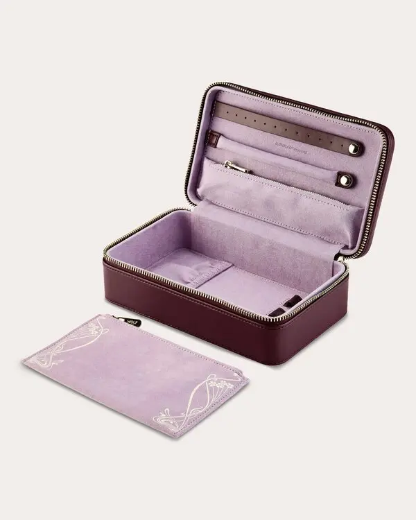 Wolf Liberty Medium Zip Embossed Jewelry Case