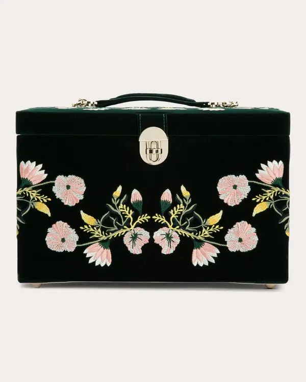 Wolf Zoe Embroidered Velvet Large Jewelry Box