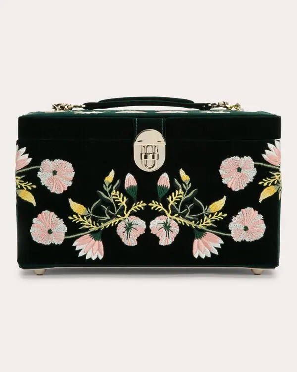 Wolf Zoe Embroidered Velvet Medium Jewelry Box