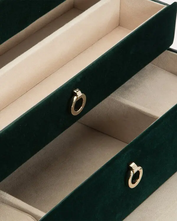 Wolf Zoe Embroidered Velvet Medium Jewelry Box