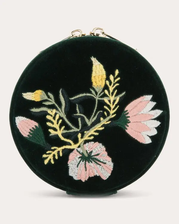 Wolf Zoe Embroidered Velvet Round Travel Case