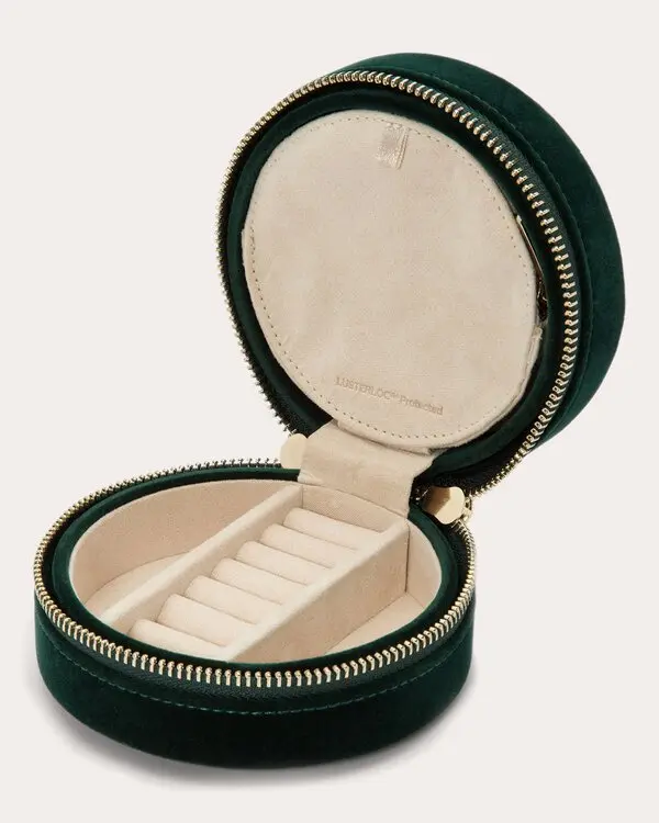 Wolf Zoe Embroidered Velvet Round Travel Case