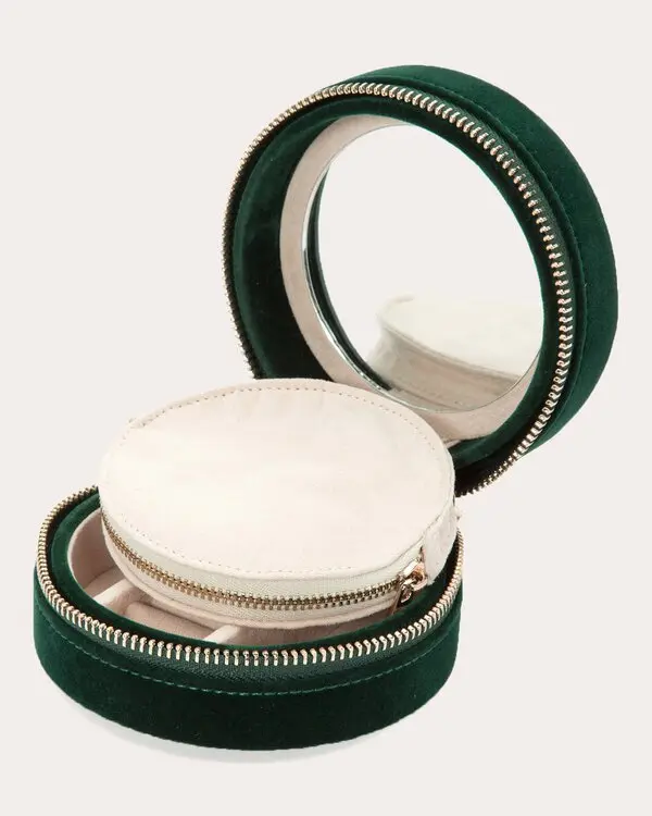 Wolf Zoe Embroidered Velvet Round Travel Case
