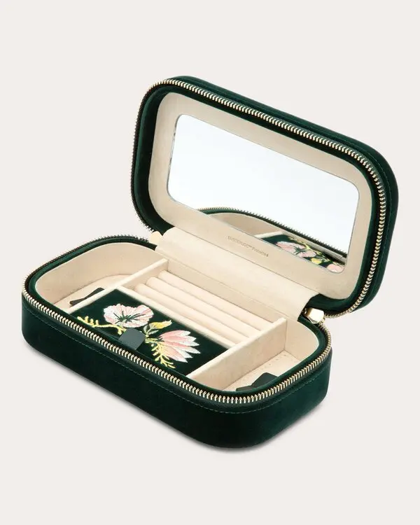 Wolf Zoe Embroidered Velvet Travel Zip Case