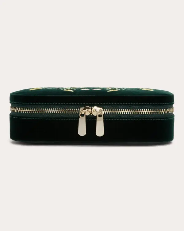 Wolf Zoe Embroidered Velvet Travel Zip Case