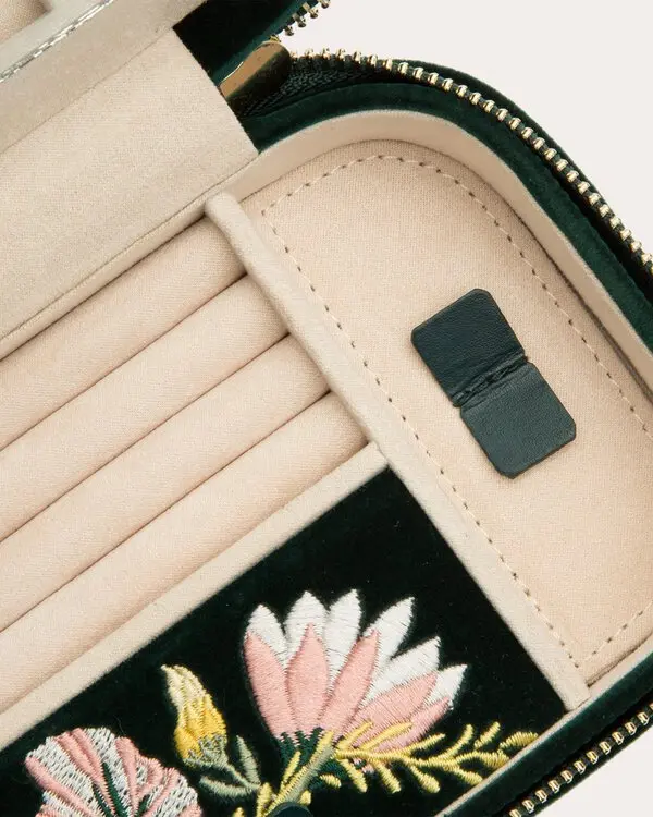 Wolf Zoe Embroidered Velvet Travel Zip Case