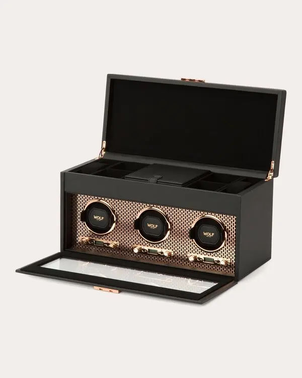 Wolf Axis Triple Watch Winder Storage Case
