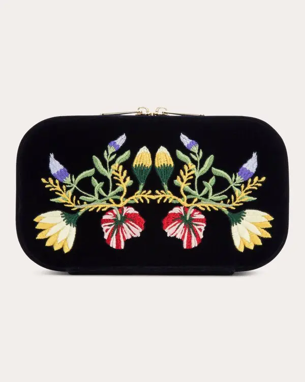 Wolf Zoe Embroidered Velvet Travel Zip Case