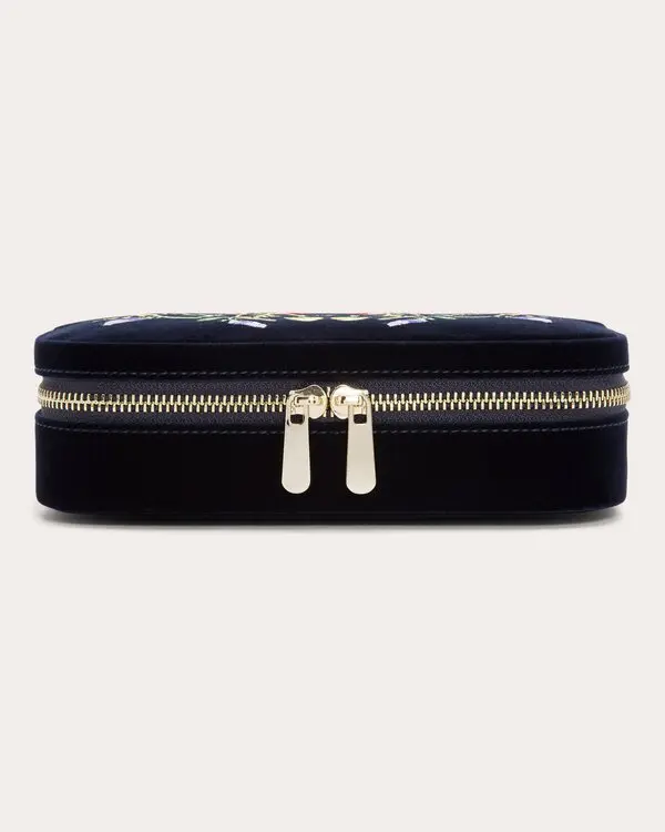 Wolf Zoe Embroidered Velvet Travel Zip Case