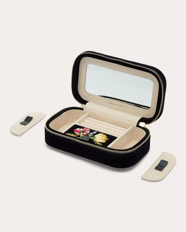 Wolf Zoe Embroidered Velvet Travel Zip Case