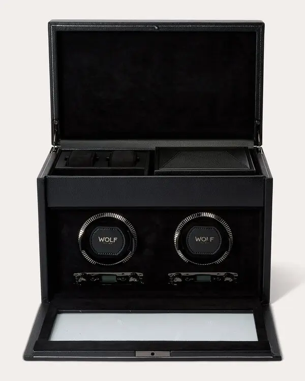 Wolf British Racing Double Watch Winder Storage Case