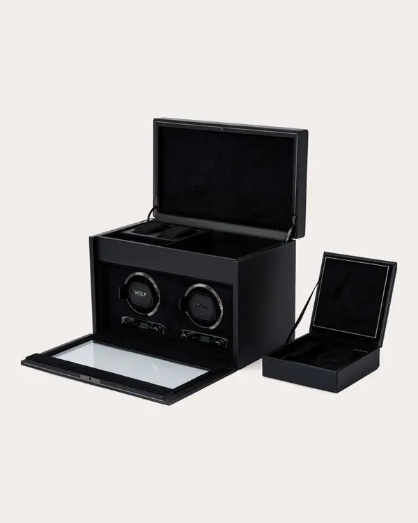 Wolf British Racing Double Watch Winder Storage Case
