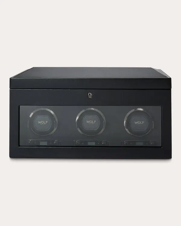Wolf British Racing Triple Watch Winder Storage Case