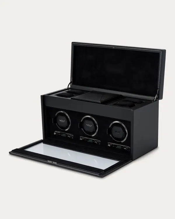 Wolf British Racing Triple Watch Winder Storage Case