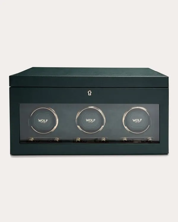 Wolf British Racing Triple Watch Winder Storage Case