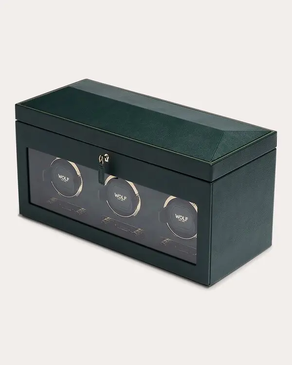 Wolf British Racing Triple Watch Winder Storage Case