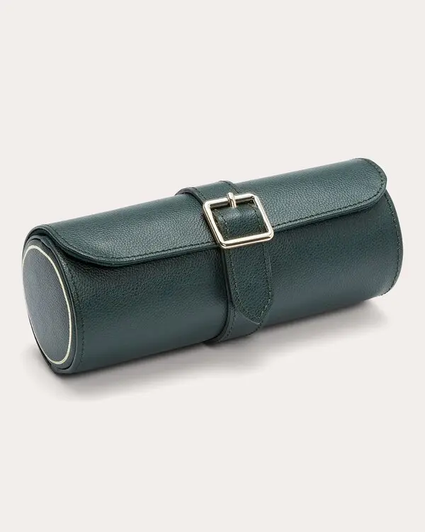 Wolf British Racing Leather Triple Watch Roll
