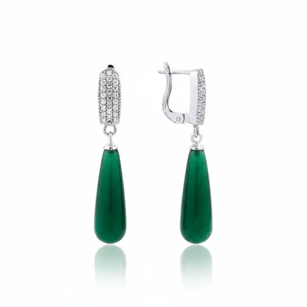 NAJIBA Cascade Earrings With Emerald Gemstones And Crystal Embellishments In 18k Gold Plating