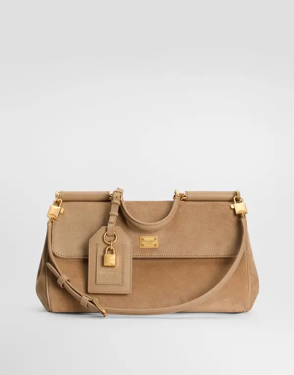 Dolce & Gabbana Medium My Sicily Handbag In Split Calfskin And Smooth Calfskin