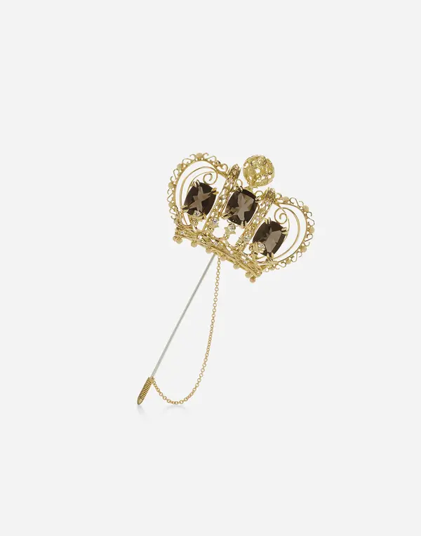 Dolce & Gabbana Royal Brooch In 18-karat Yellow And White Quartz And Diamonds - Gold