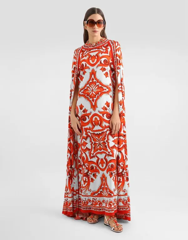 Dolce & Gabbana Majolica-print Charmeuse Dress