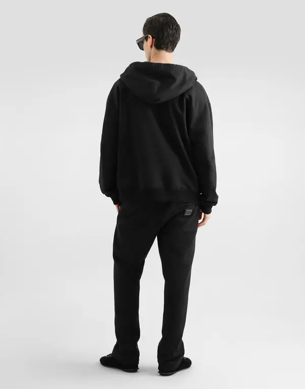 Dolce & Gabbana Cotton Zip-up Hooded Sweatshirt With Logo Plate