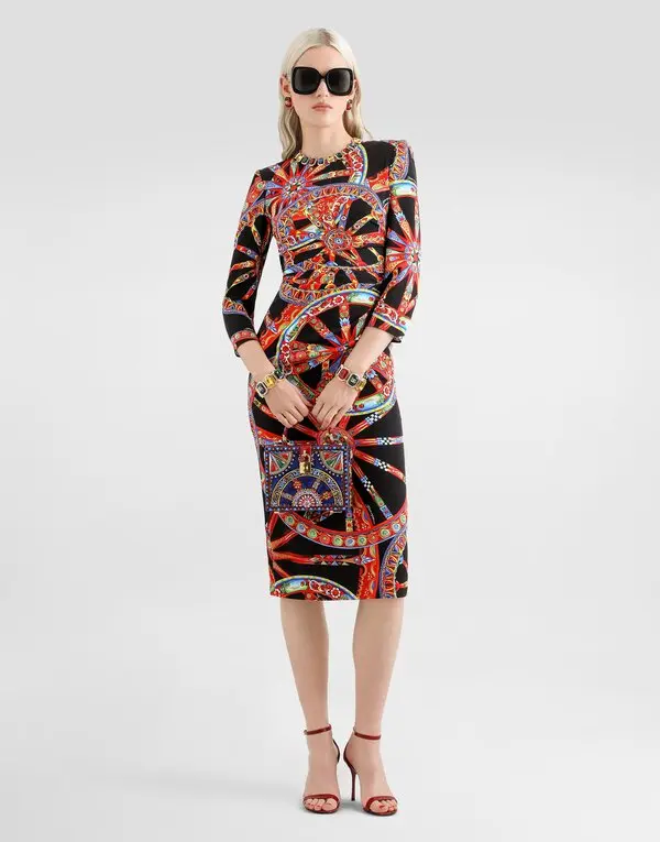 Dolce & Gabbana Carretto-print Charmeuse Dress - Multicolor