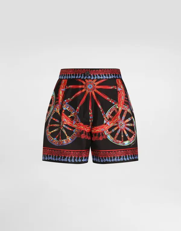 Dolce & Gabbana Carretto-print Silk Bermuda Shorts