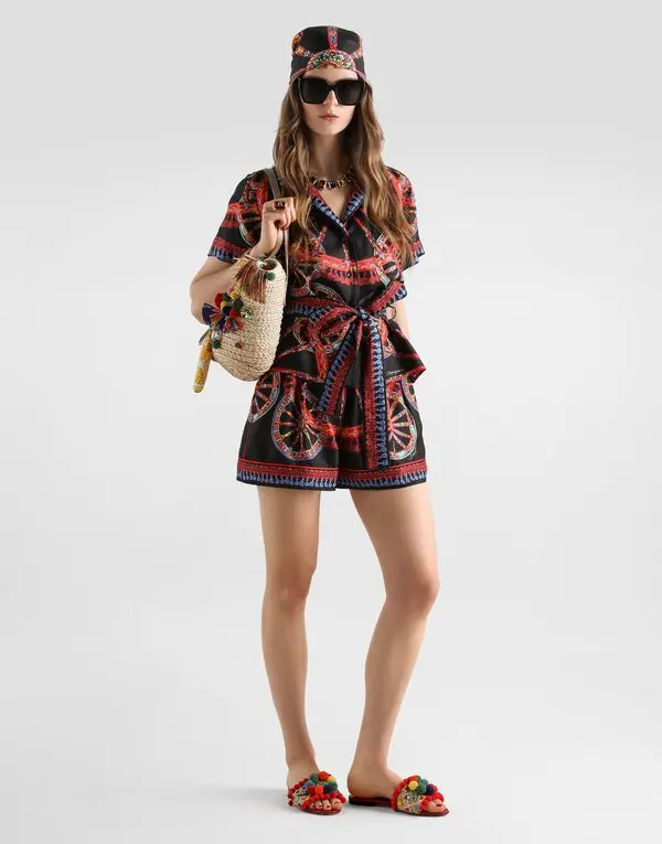 Dolce & Gabbana Carretto-print Silk Bermuda Shorts