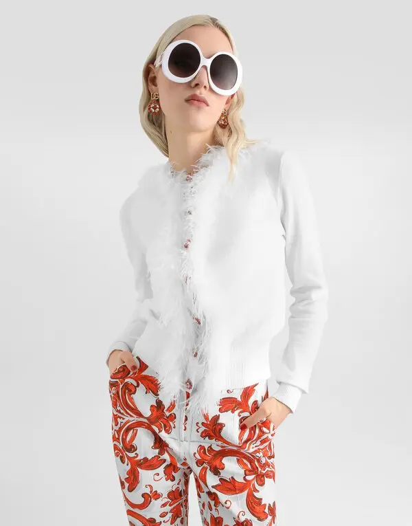 Dolce & Gabbana Feather Trim Cardigan