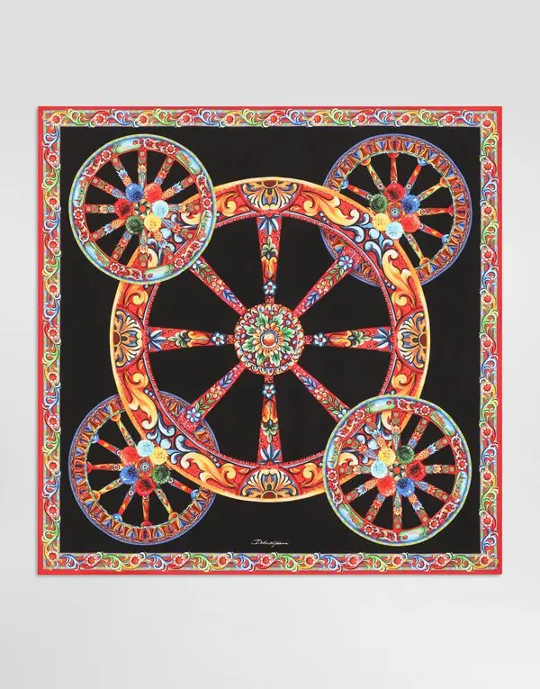 Dolce & Gabbana 90x90 Carretto-print Silk Twill Scarf - Multicolor