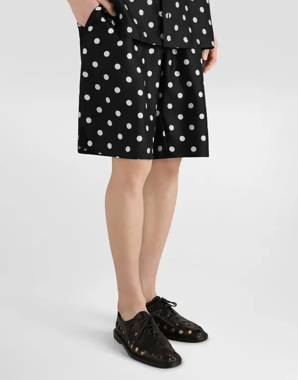 Dolce & Gabbana Polka Dot-print Silk Twill Bermuda Shorts