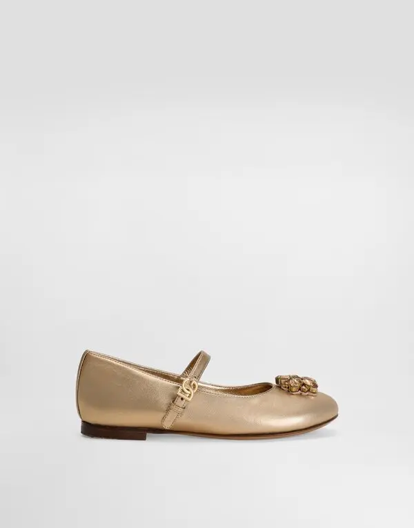 Dolce & Gabbana Nappa Leather Ballet Flats With Brooches
