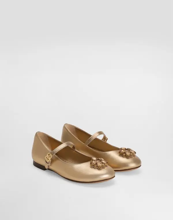 Dolce & Gabbana Nappa Leather Ballet Flats With Brooches