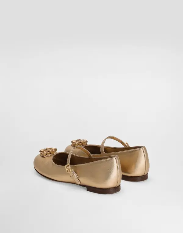 Dolce & Gabbana Nappa Leather Ballet Flats With Brooches