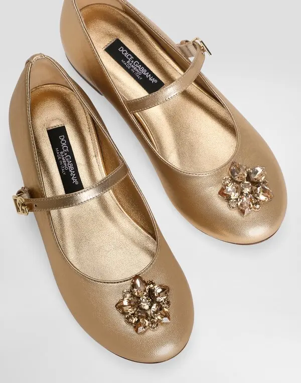 Dolce & Gabbana Nappa Leather Ballet Flats With Brooches