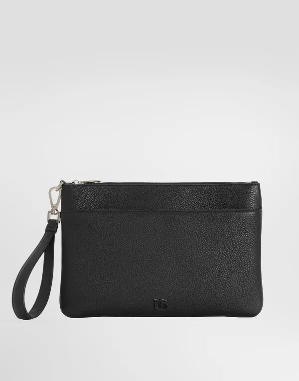 Dolce & Gabbana Calfskin Toiletry Bag With Dg Logo