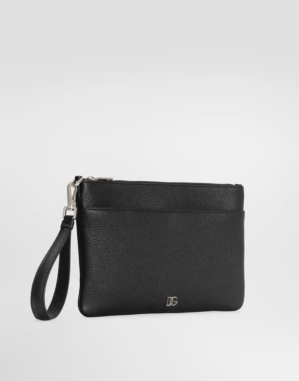 Dolce & Gabbana Calfskin Toiletry Bag With Dg Logo